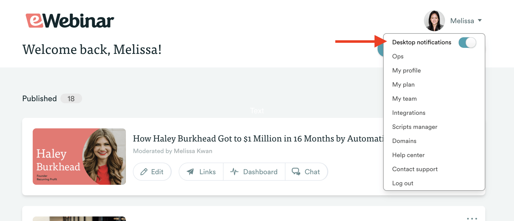 How do I set up chat when creating an eWebinar?