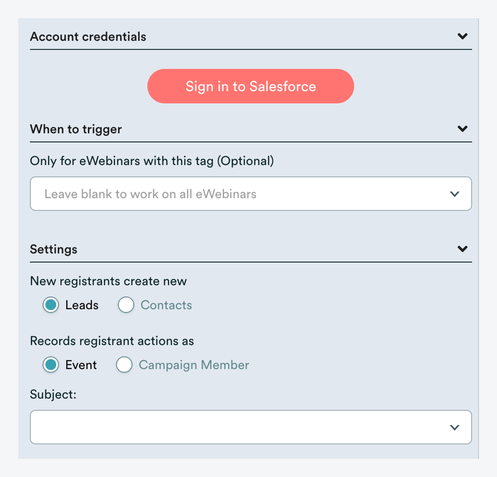What is eWebinar's integration with Salesforce and how do I set it up?